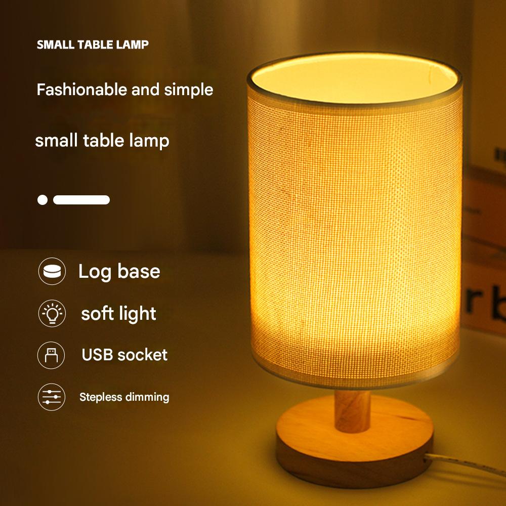 Warm White LED Bedside Lamp - Wooden Table Light for Baby Sleep & Year ...