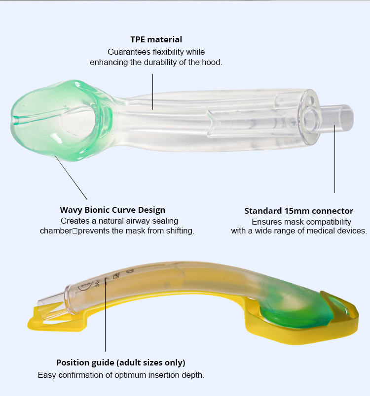 Canack Non-inflatable Laryngeal Airway Mask Disposable TPE Emergency ...