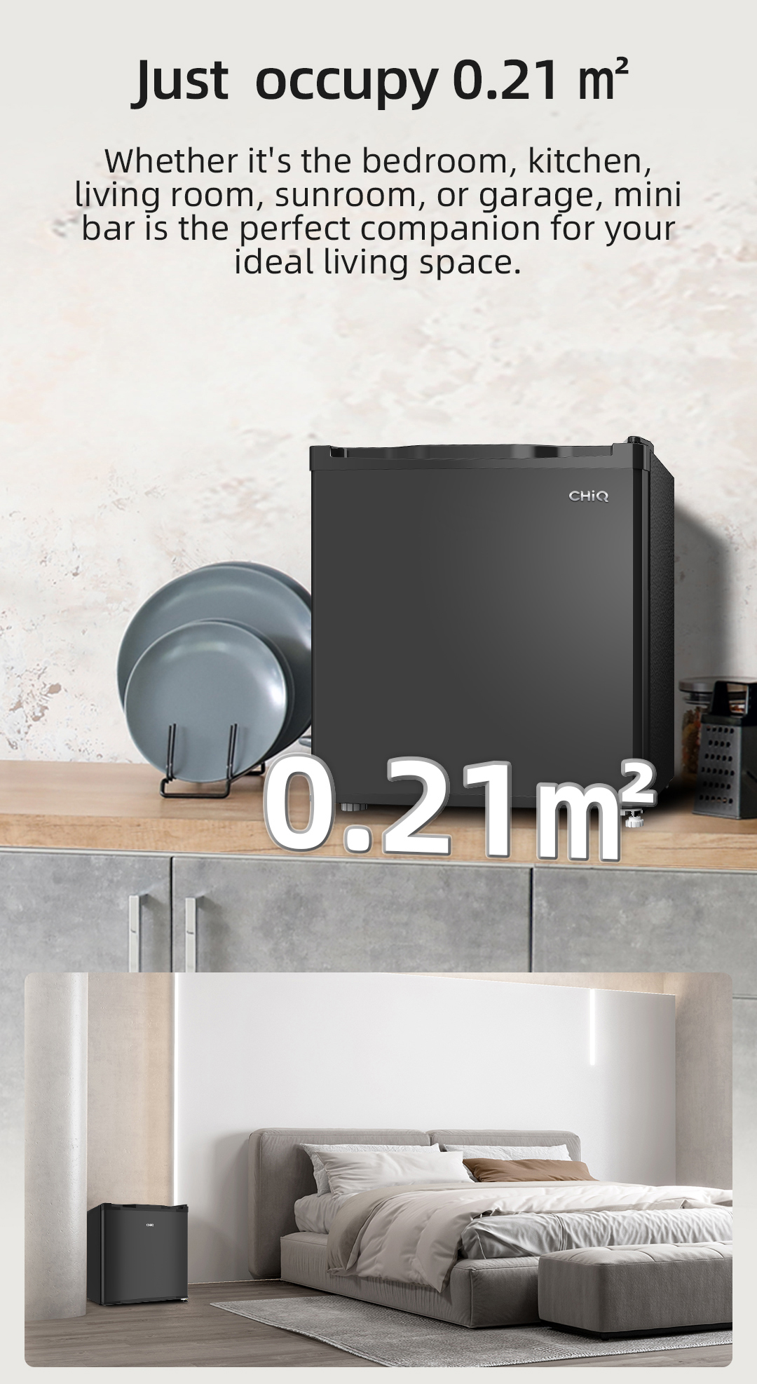 【NEW】CHiQ 1.8 cu.ft Single Door Mini Refrigerator CSR02DB black Freezer ...