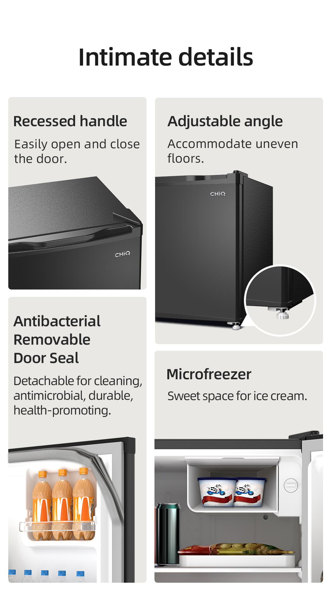 【NEW】CHiQ 1.8 cu.ft Single Door Mini Refrigerator CSR02DB black Freezer ...