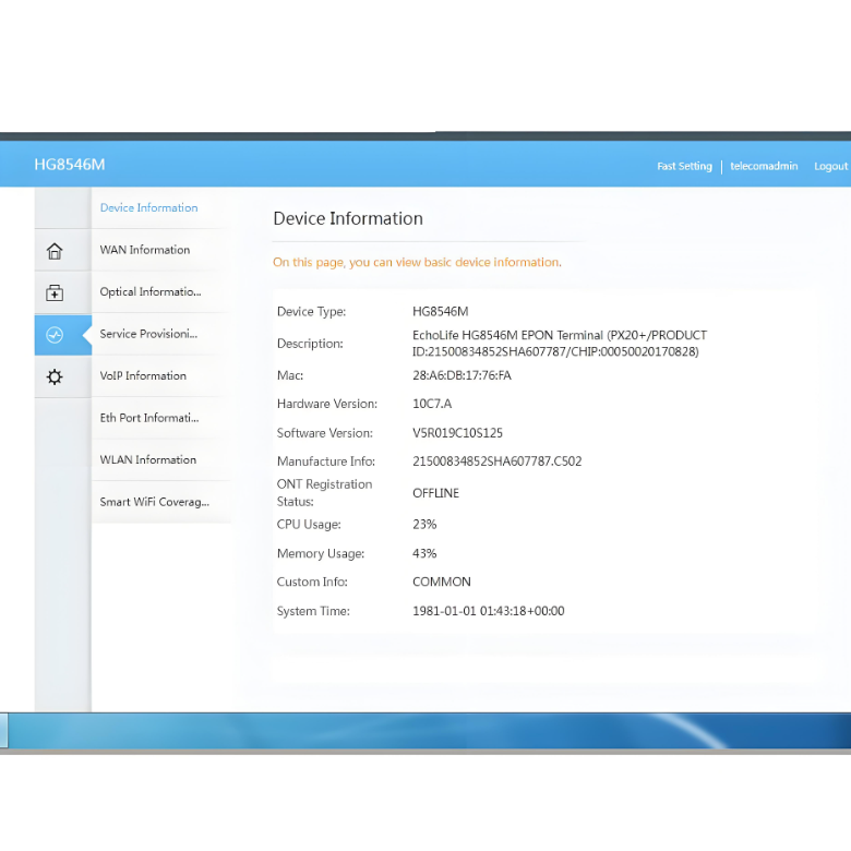 Brand New HG8546M HG8145V5 EPON ONU GPON ONU XPON 5V5 Modem Router Blue ...