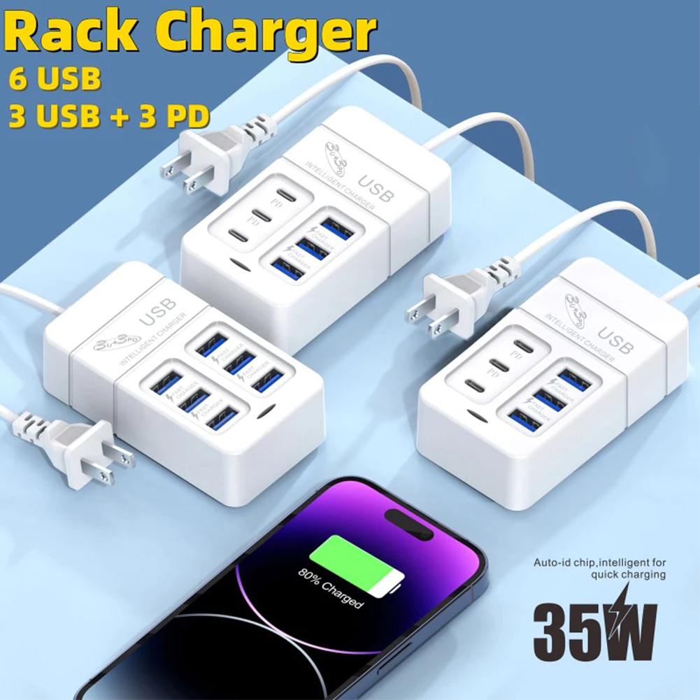 6 Port USB Charger Socket 35W Multifunctional Mobile Phone Charging ...
