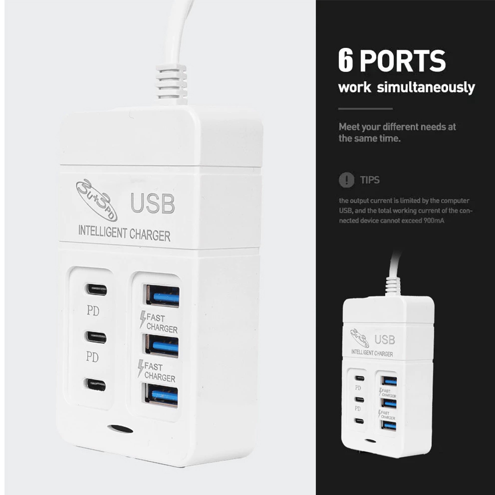 6 Port USB Charger Socket 35W Multifunctional Mobile Phone Charging ...