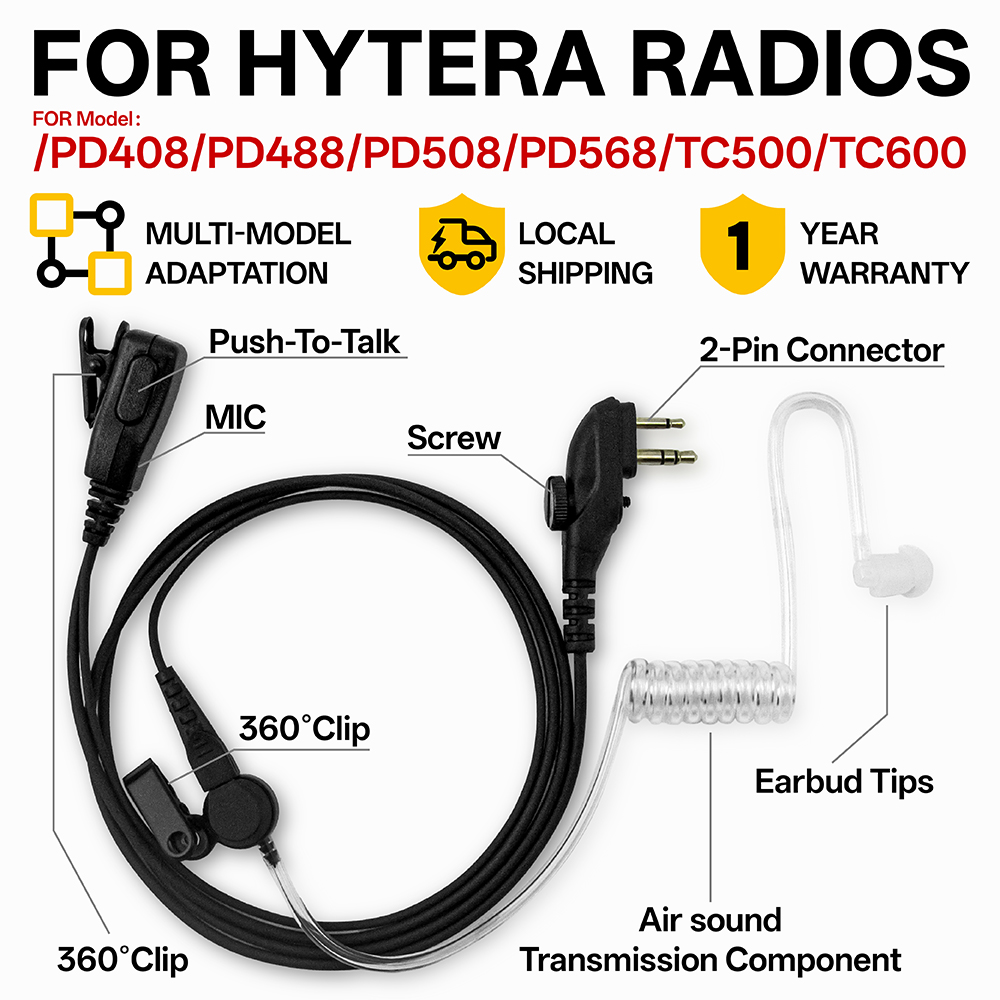 SKYLARK-H2 For Hytera PD408/PD488/TC500/TC600/TC700 series radios 2-Pin ...