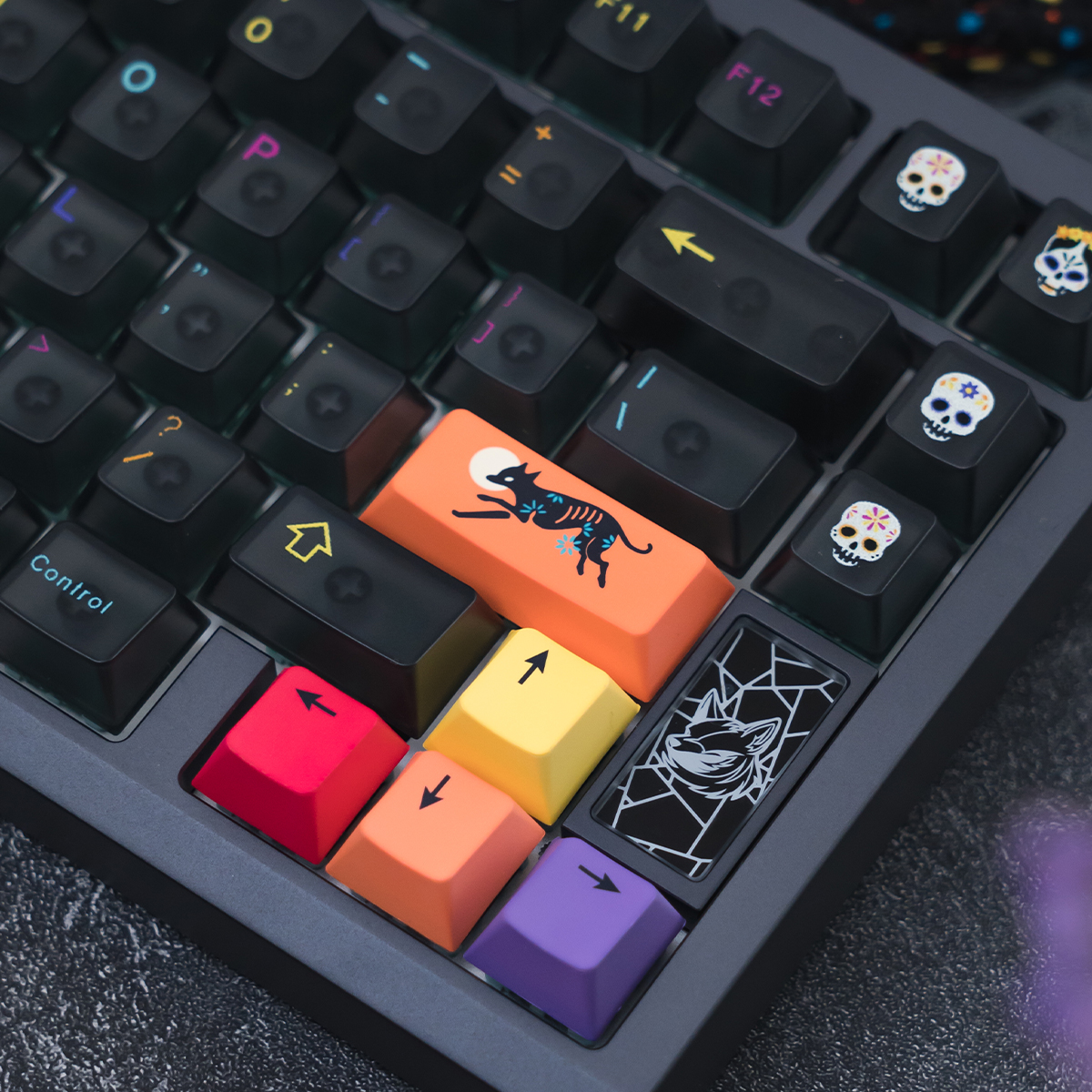 GMK Mictlan Foggy Black Transparent keycaps RGB Rainbow font PC Backlit ...