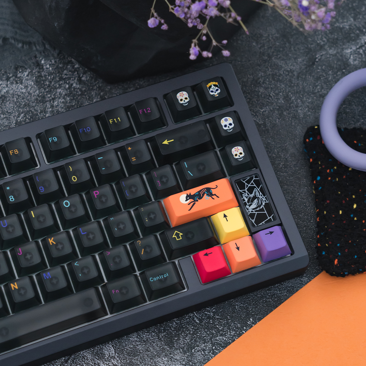 GMK Mictlan Foggy Black Transparent keycaps RGB Rainbow font PC Backlit ...