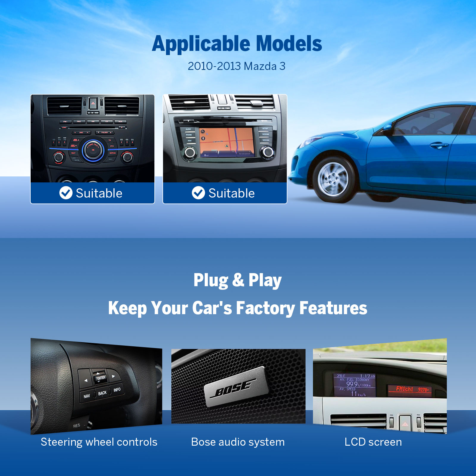 Eonon Mazda 3 Android 14 Android Player 3+32G Apple CarPlay Android ...