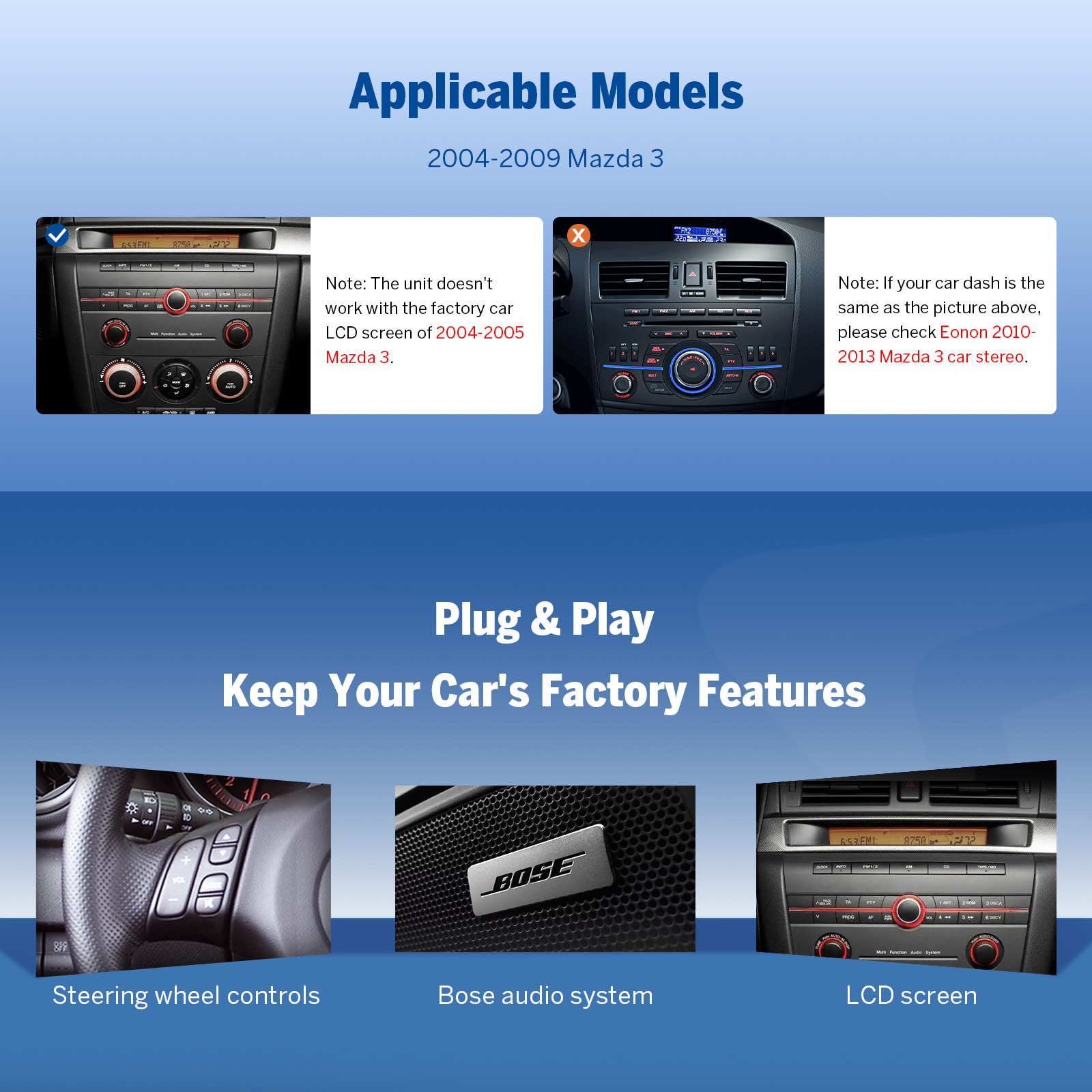 Eonon Mazda 3 Android 14 Android Player 3+32G Apple CarPlay Android ...
