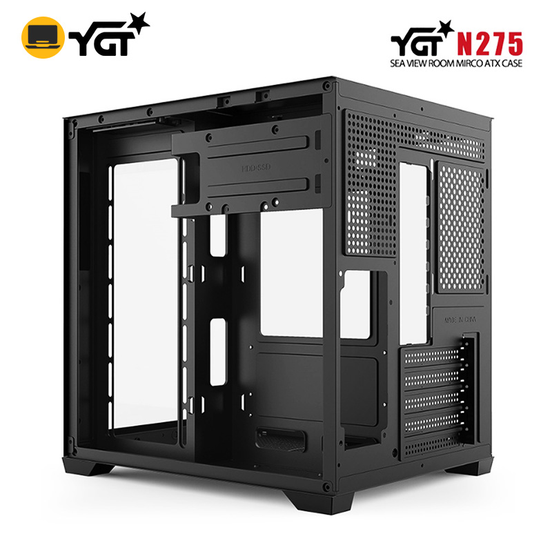 YGT Seaview Gaming PC Case With Tempered Glass Micro ATX Desktop ...