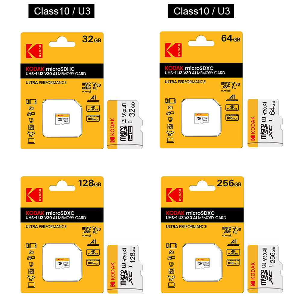 KODAK Micro SD Card 256GB/128GB/64GB - Class 10 U3 4K High Speed Flash ...