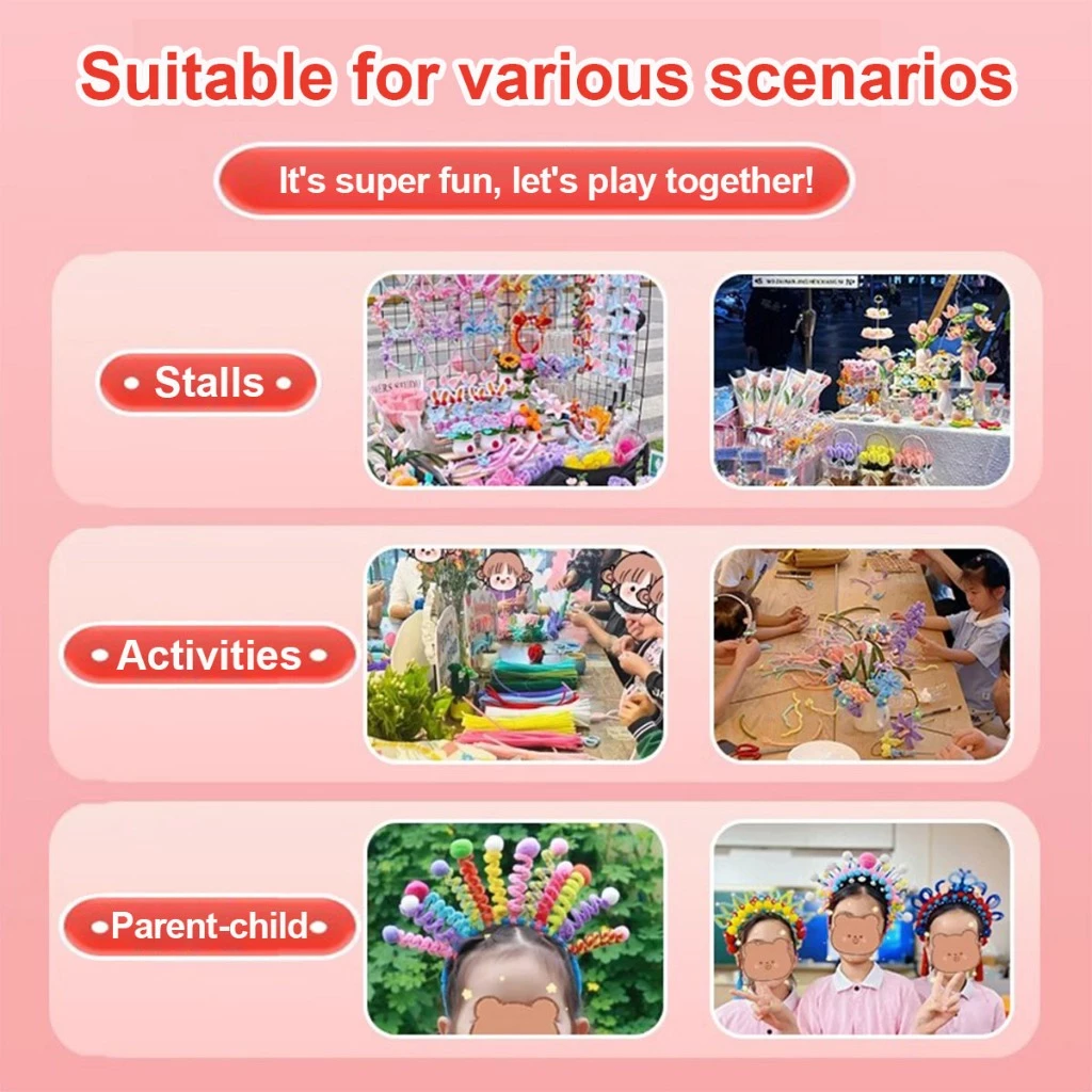 100pcs 8mm Colorful Fuzzy Wire Chenille Wire Pipe Cleaner Craft Flower ...