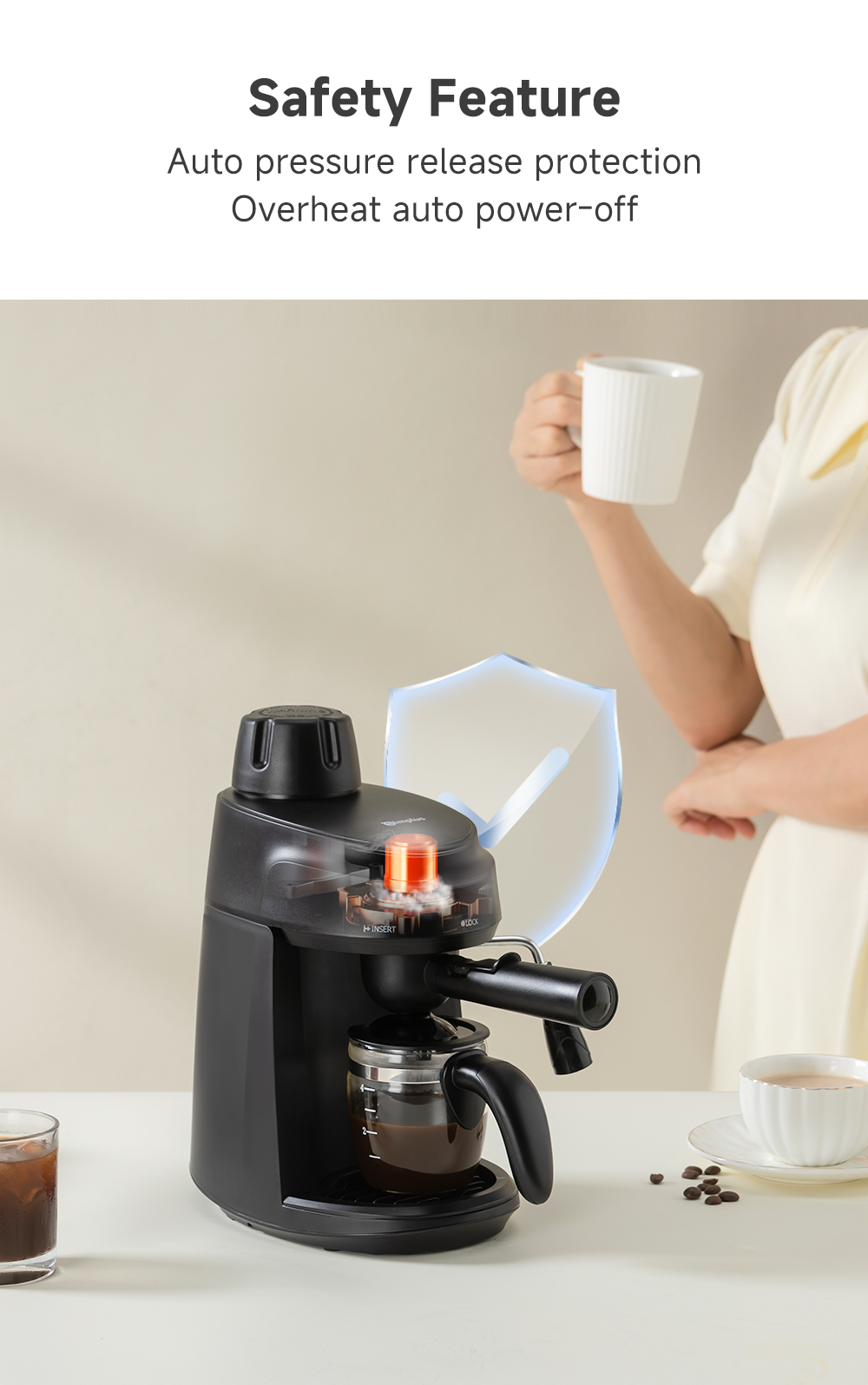 Simplus Coffee Maker Espresso Machine 5 Bar Extraction High ...