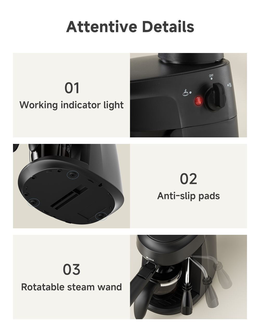 Simplus Coffee Maker Espresso Machine 5 Bar Extraction High ...