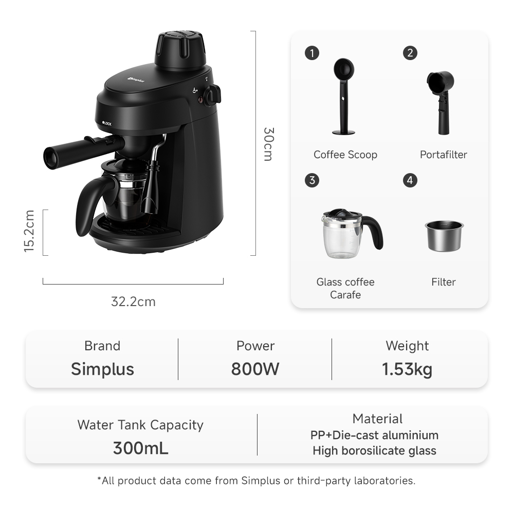 Simplus Coffee Maker Espresso Machine 5 Bar Extraction High ...