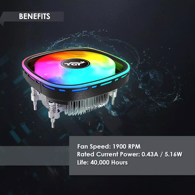 YGT COOLMAX 120mm CPU Cooler 3-PIN 1900Rpm 900W 12V Aura Sync RGB ...