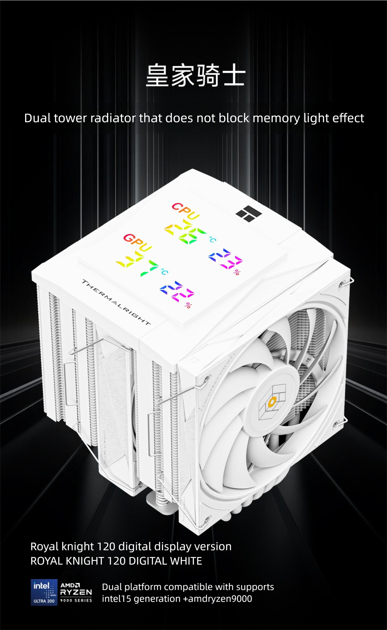 Thermalright Royal Knight 120 Digital LCD display CPU Air Cooler 6 heat pipe Heat Sink Digital ...