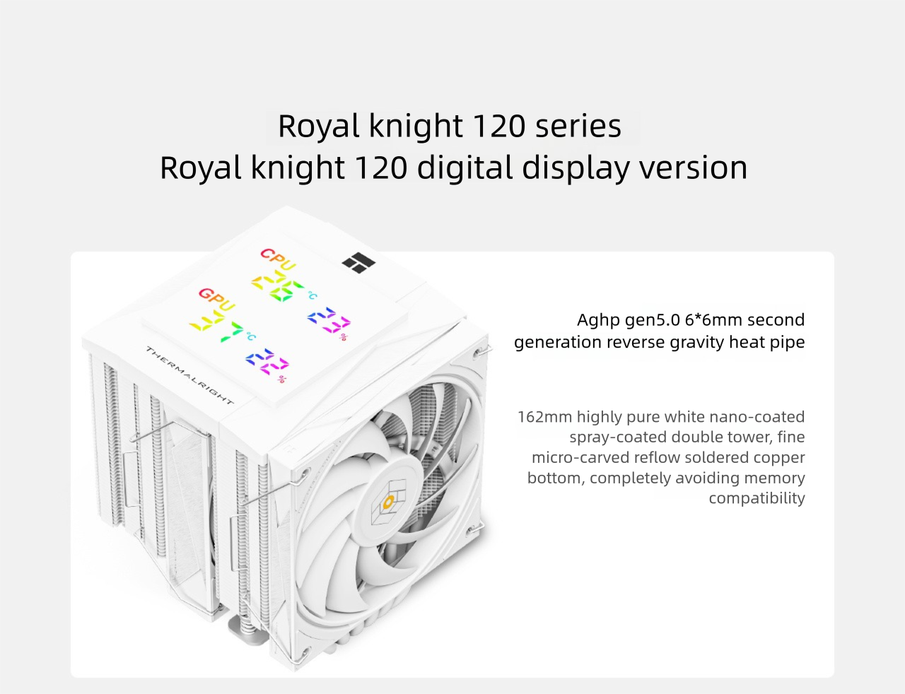 Thermalright Royal Knight 120 Digital LCD display CPU Air Cooler 6 heat pipe Heat Sink Digital ...