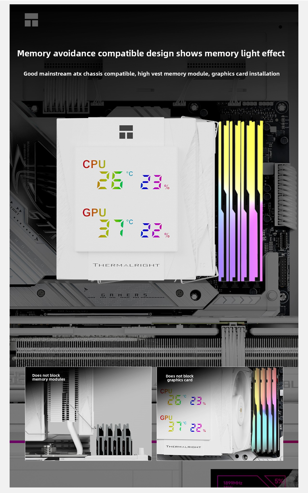 Thermalright Royal Knight 120 Digital LCD display CPU Air Cooler 6 heat pipe Heat Sink Digital ...