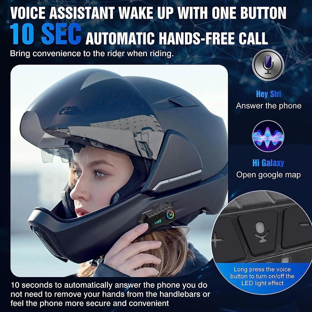 Y10 Bluetooth Earbuds Full Helmet Rider Intercom Waterproof Wireless ...