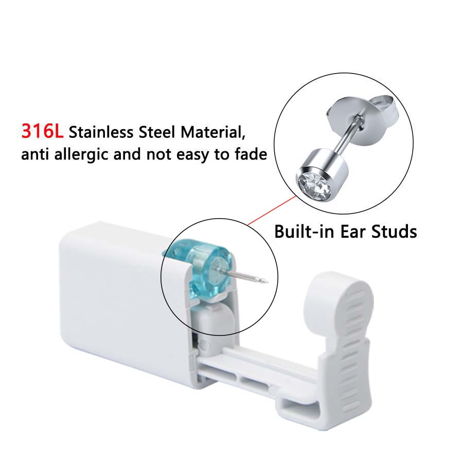 Ear Piercing Gun with In-Built Stud - Single-Use, Safe Self Piercing ...