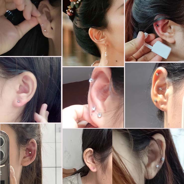 Ear Piercing Gun with In-Built Stud - Single-Use, Safe Self Piercing ...