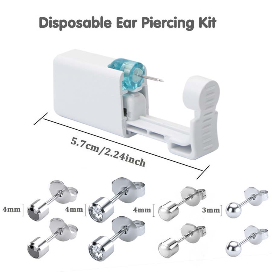 Ear Piercing Gun with In-Built Stud - Single-Use, Safe Self Piercing ...