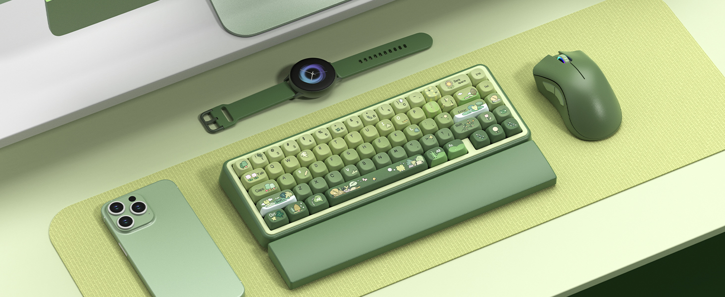 132 Keys Rainy Green Day Keycaps MOA Profile Dye Thermal Sublimation ...