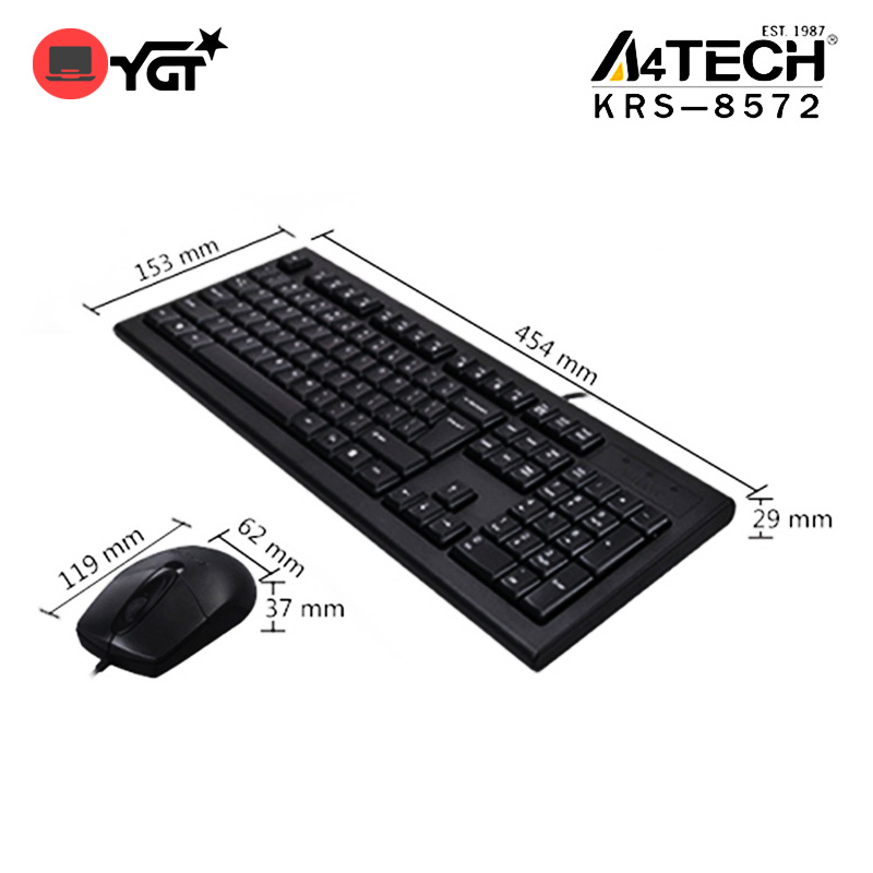 A4TECH Keyboard And Mouse Set USB Plug&Play Wired Keyboard Mouse Combo Bundle For PC Computer ...
