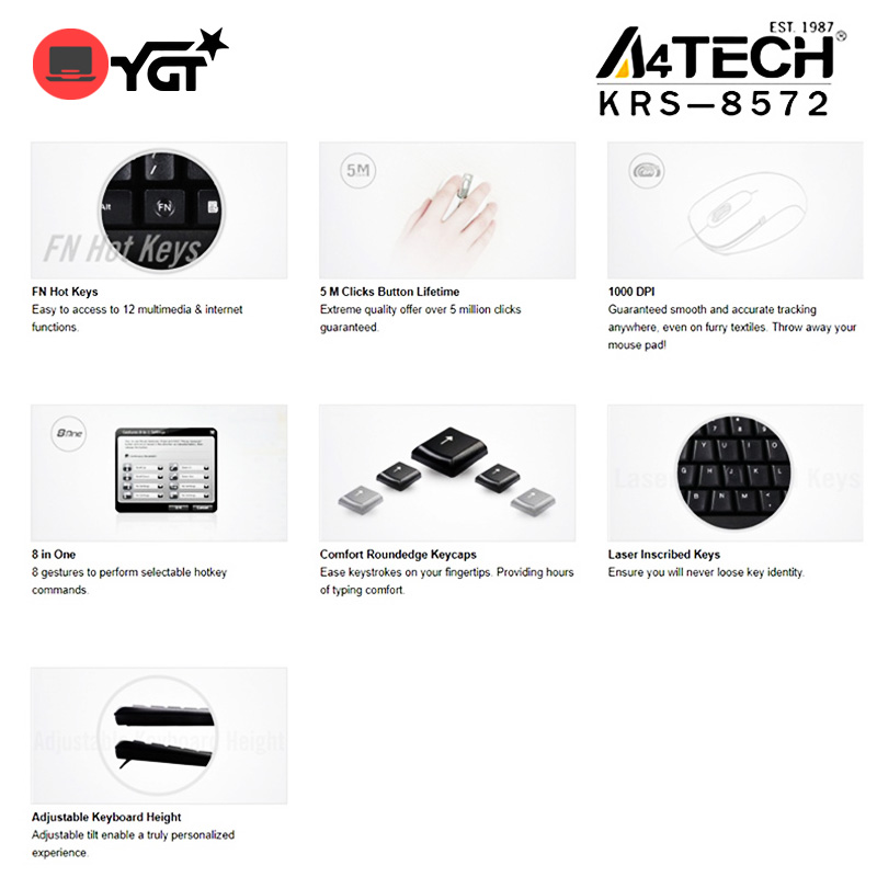 A4TECH Keyboard And Mouse Set USB Plug&Play Wired Keyboard Mouse Combo Bundle For PC Computer ...