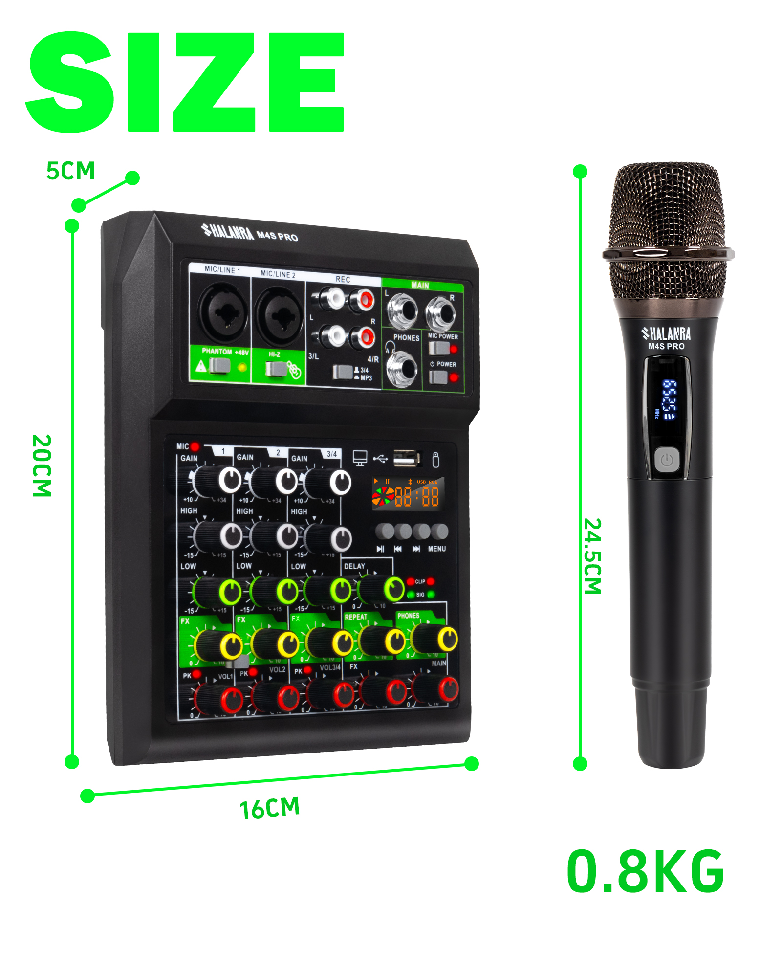 SHALANRA M4S PRO Audio mixer built-in rechargeable wireless microphone ...