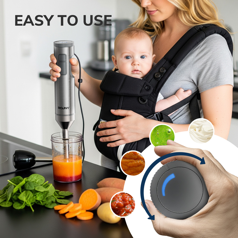 MIUI Powerful Hand Immersion Blender,4-in-1 Stainless Steel Stick Food ...