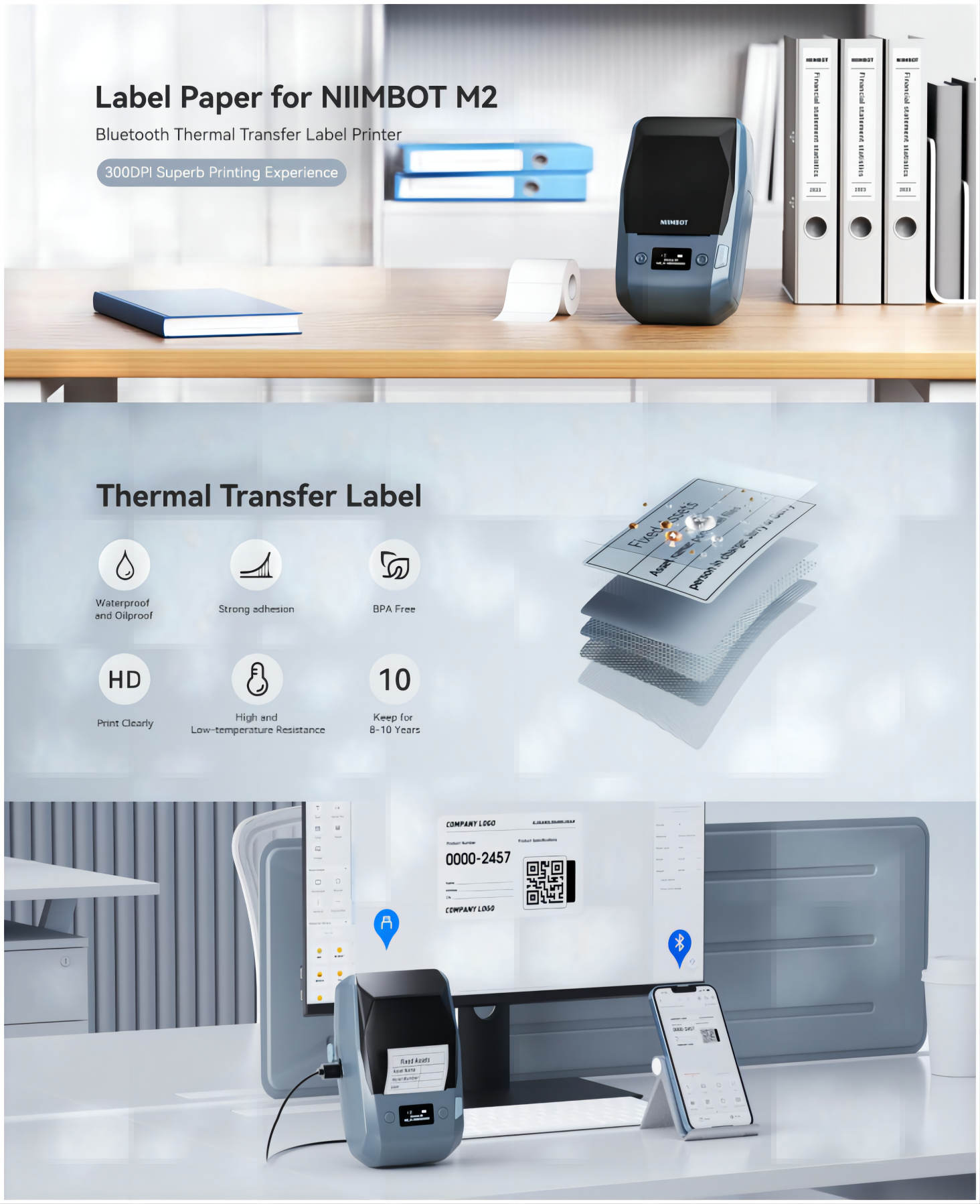 Local-NIIMBOT M2 Thermal transfer bluetooth label machine suitable for ...