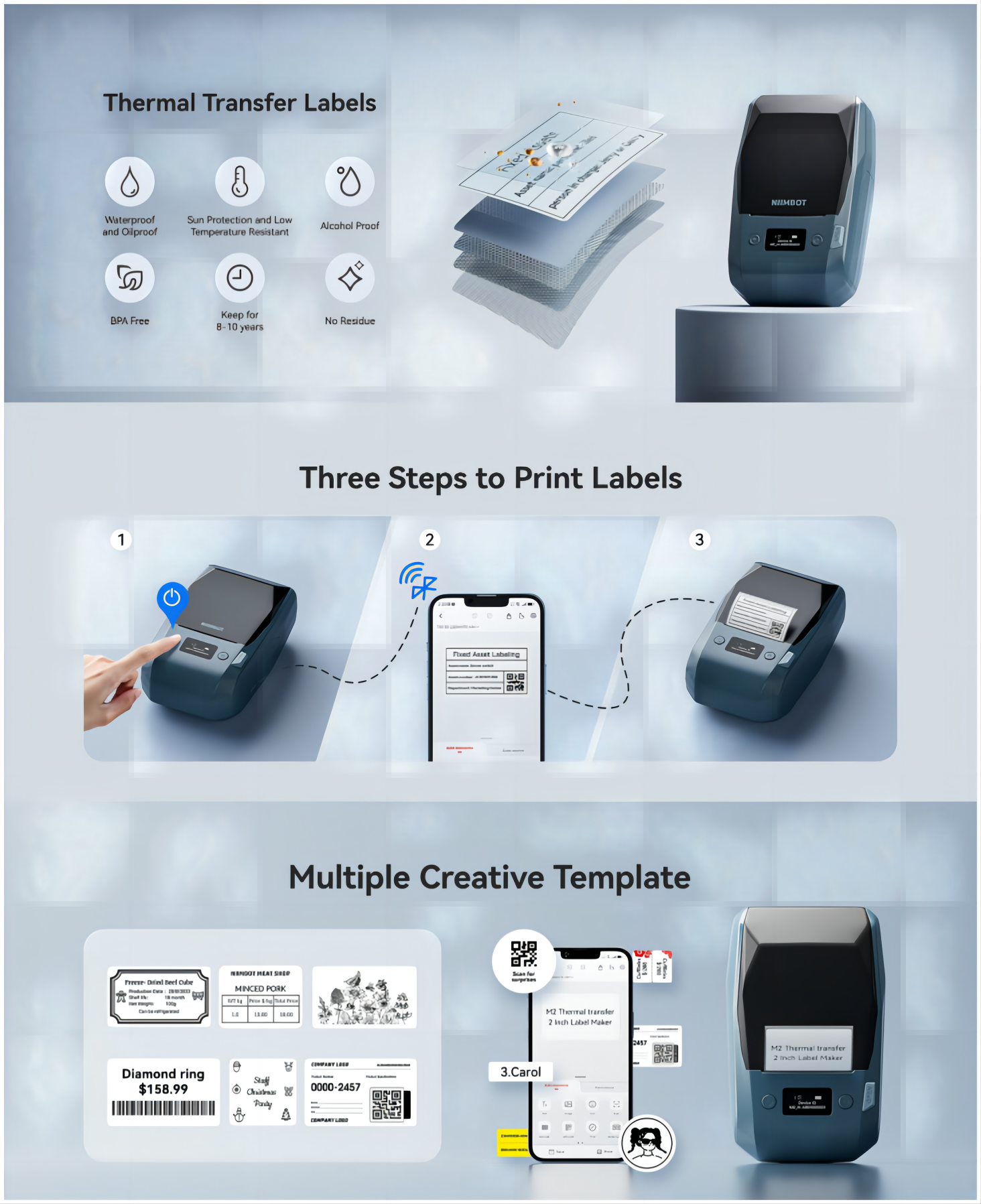 Local-NIIMBOT M2 Thermal transfer bluetooth label machine suitable for ...