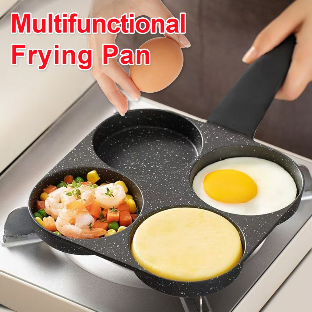 4 Hole Pan/Flat Pan/BBQ Grill Pan for Burger Egg Ham Pancake Maker Cook ...