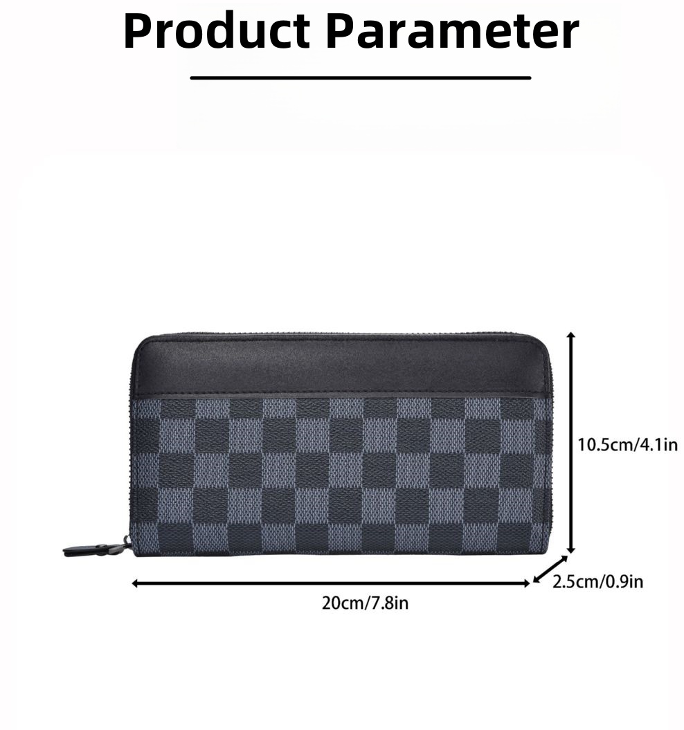 Business Men's Plaid Long Wallet Money Clip Personalized Card Holder ...