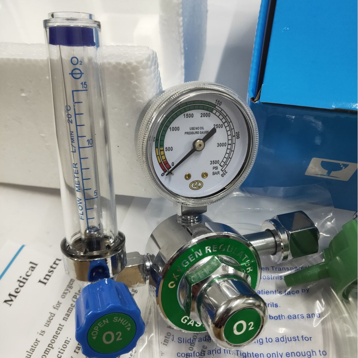 Oxyplus Medical Oxygen Regulator Set With Nasal Cannula Regulator Oxygen Tank Pressure Gauge ...