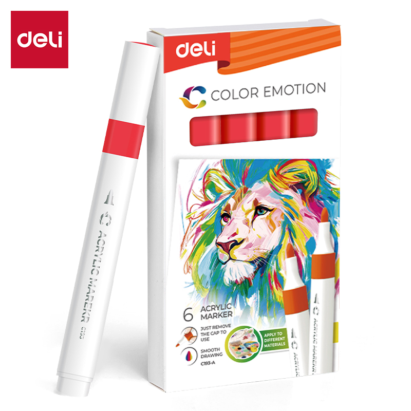 Deli 10Colors Acrylic Marker Pen Color Box Direct Liquid Soft Drawing ...