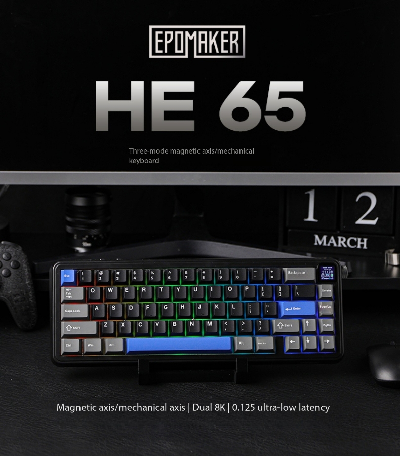 EPOMAKER HE65 Magnetic Wireless Keyboard 65% Hot swappable RGB GASKET ...