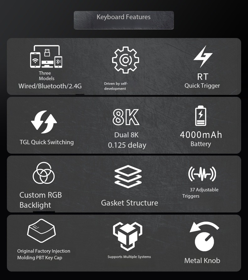 EPOMAKER HE65 Magnetic Wireless Keyboard 65% Hot swappable RGB GASKET ...