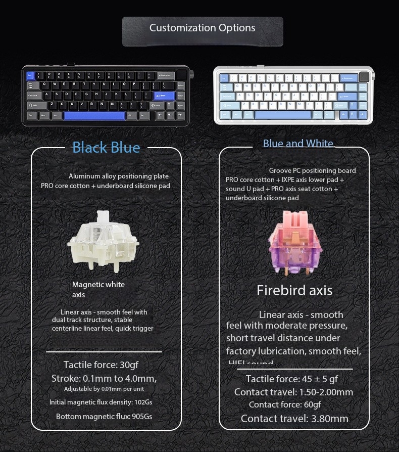 EPOMAKER HE65 Magnetic Wireless Keyboard 65% Hot swappable RGB GASKET ...