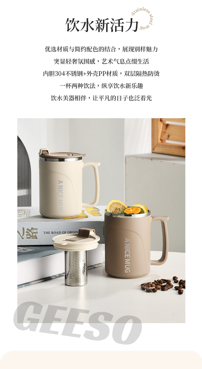 GEESO 304 Stainless Steel Thermos Coffee Cup Car Office Home Mug Tea ...