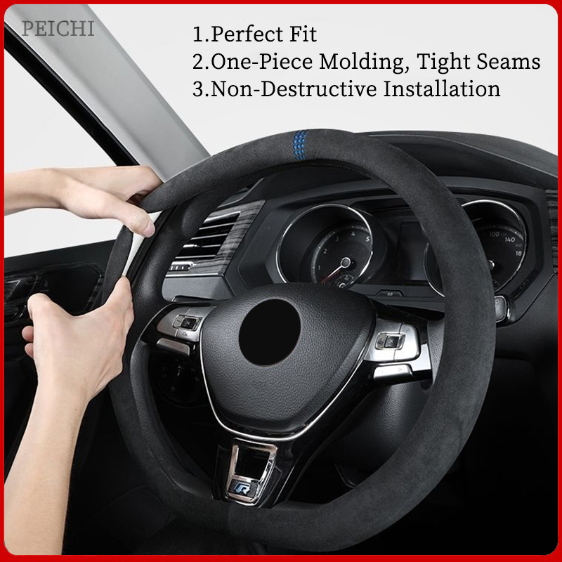Universal Leather Car Steering Wheel Protective Cover Anti-slip ...