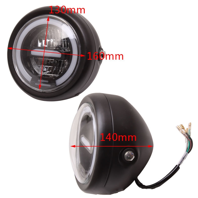 6.5inch Motorcycle LED Headlight Universal Retro Cafe Racer Metal DRL ...