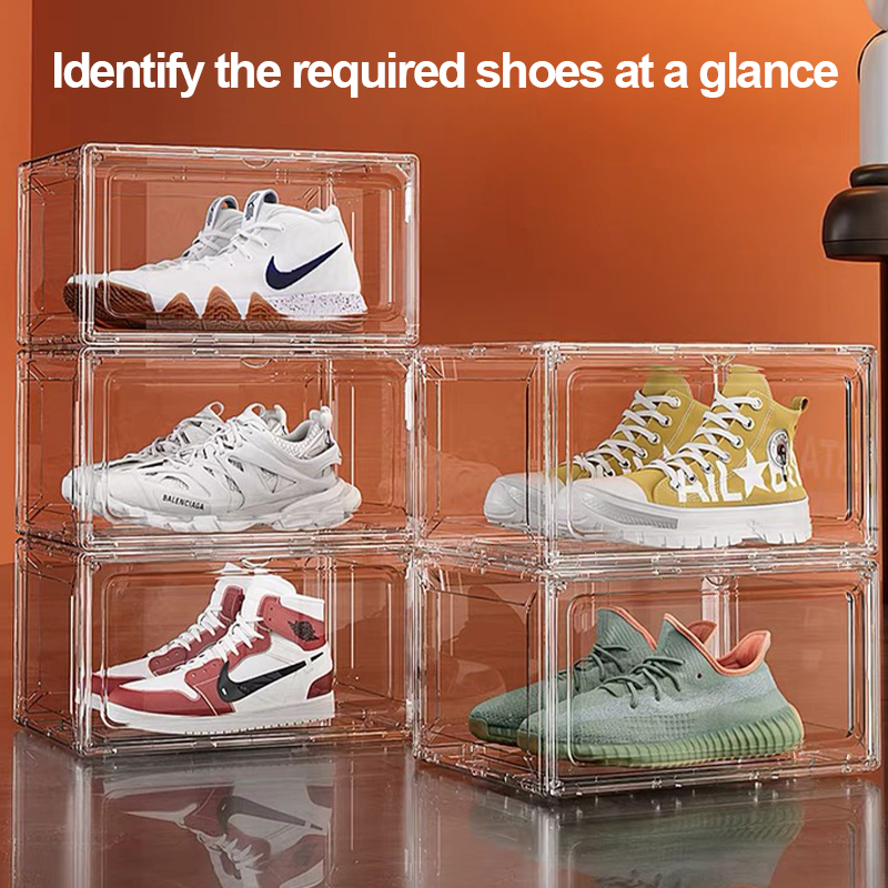 Stackable Transparent Acrylic Magnetic Shoe Box - Storage Organizer Box ...
