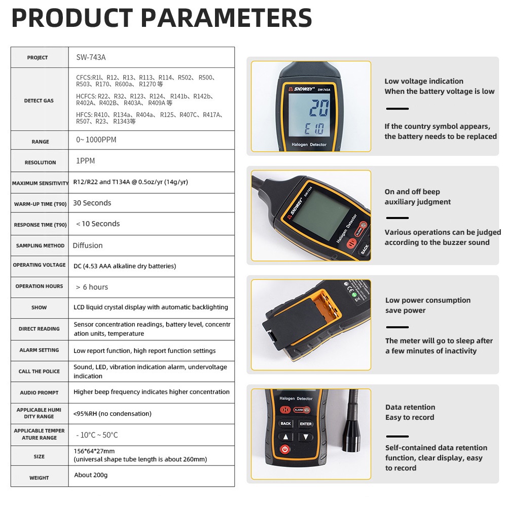 SNDWAY SW-733A Combustible Gas Detector Tester Propane CO Hexane ...