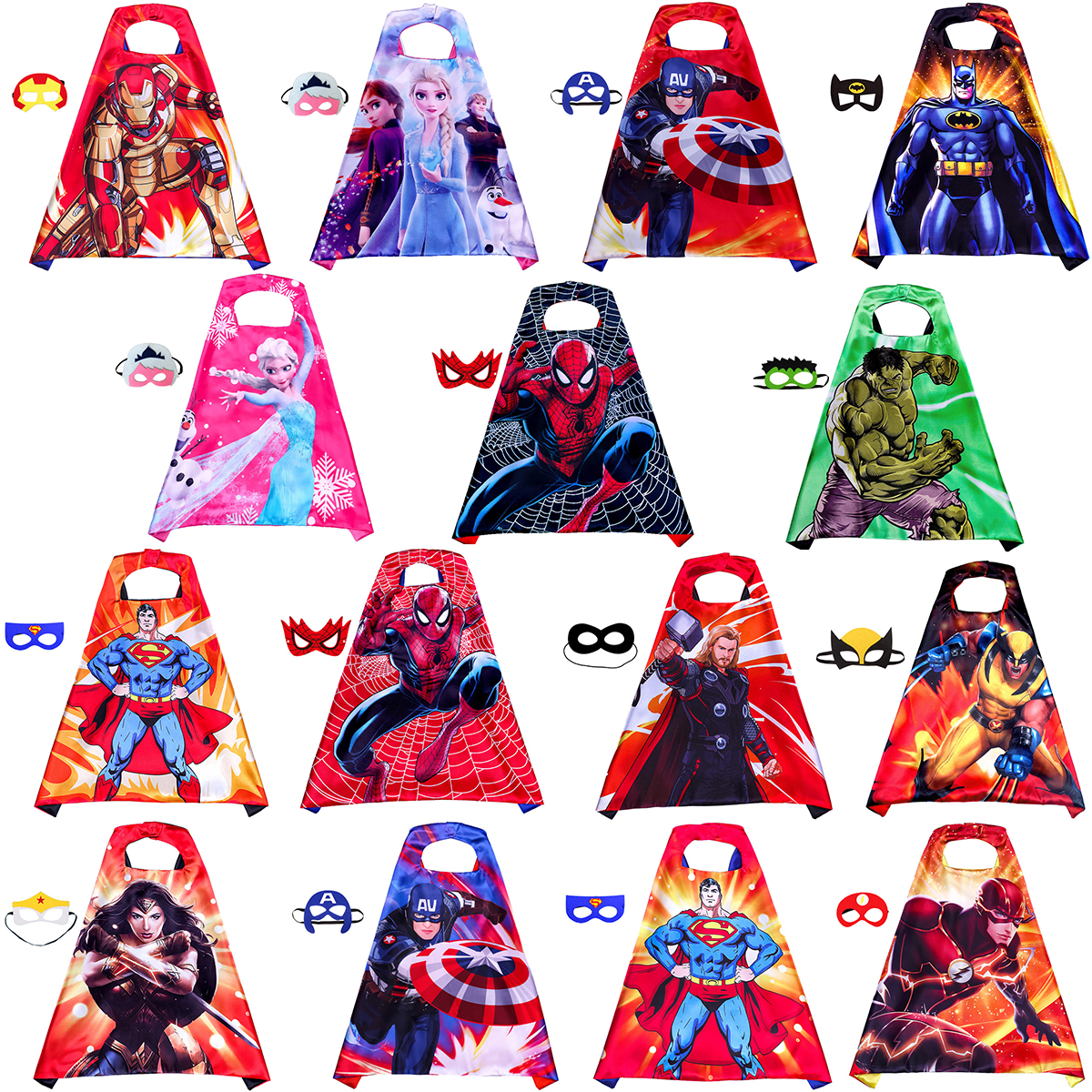 3D Cartoon Anime Superhero Cape Cloak with Mask for Kids Boy Girls ...