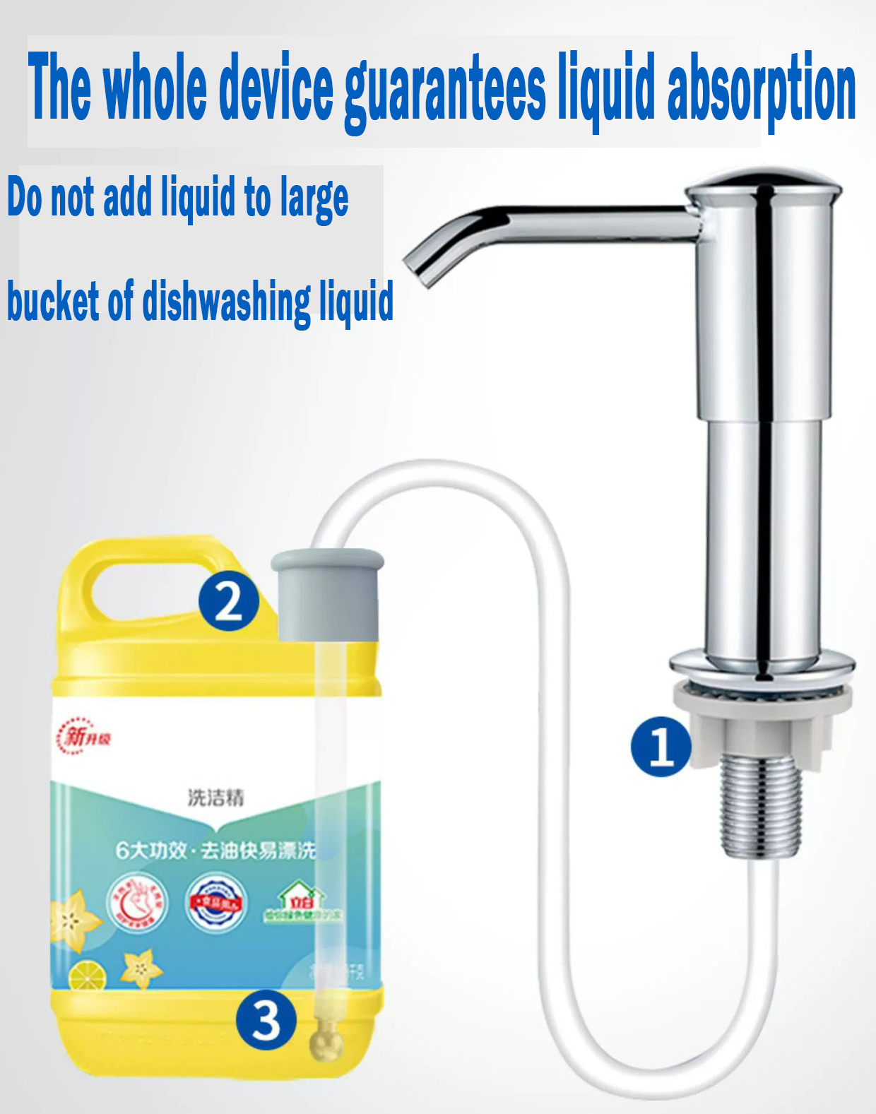 Megahome Kitchen Sink Liquid Soap Dispenser Stainless Pump Extension ...