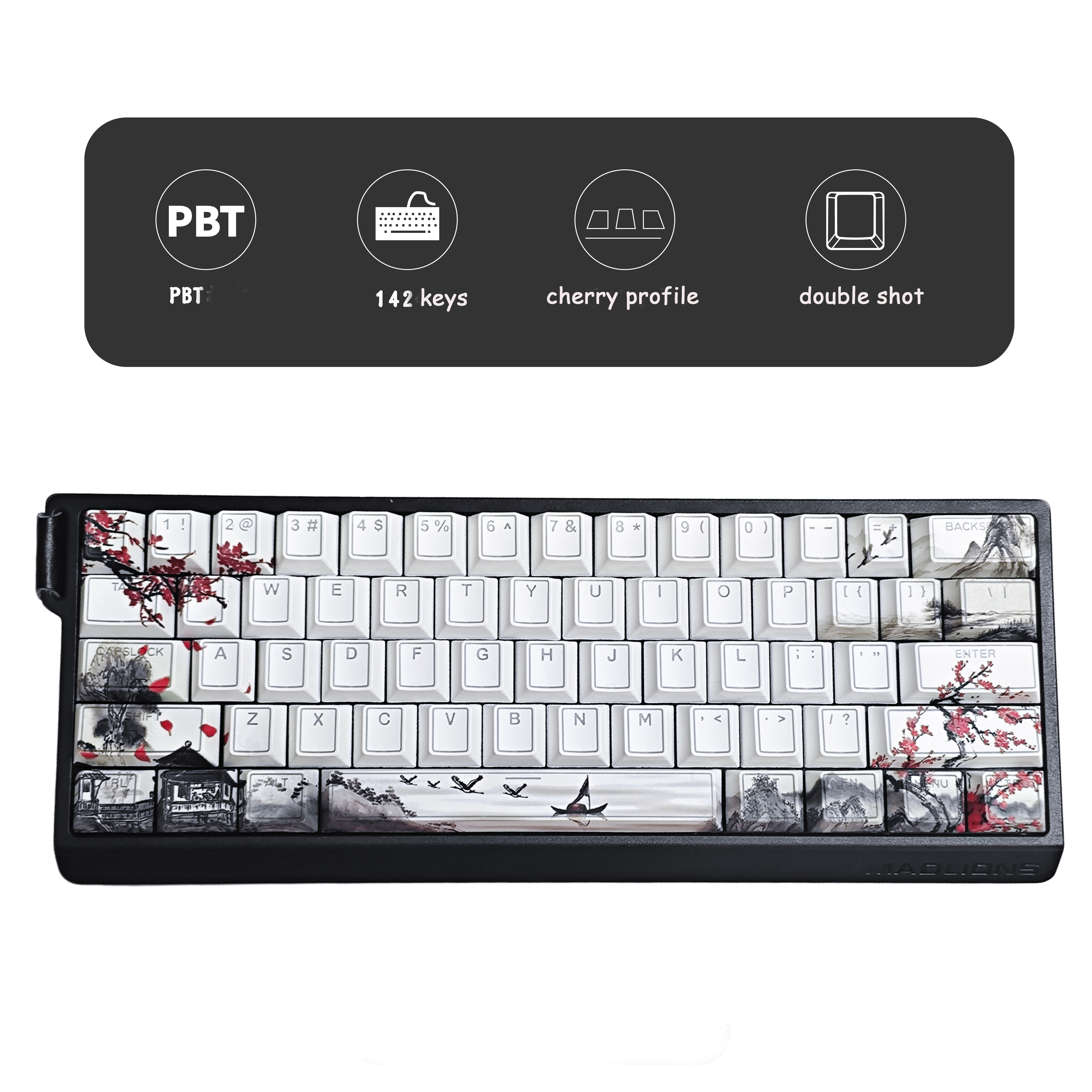 Wintersweet Keycaps Square+Font Shine through PBT doubleshot Cherry ...