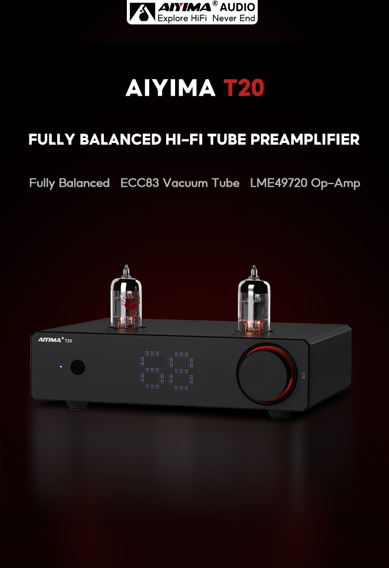 AIYIMA T20 Vacuum Tube Preamplifier ECC83 Fully balanced Preamp RCA XLR ...