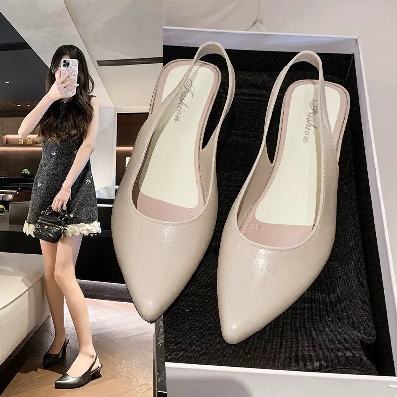 MA New Korean fashion high heels leather pointed sandals women casual ...